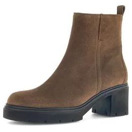 Stiefelette Gabor, Damen, Gr. 38, braun, Veloursleder, unifarben, Schuhe Stiefelette, Blockabsatz, Ankleboots, Businessboots mit dezenten Ziern&auml;hten