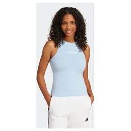 Tanktop Adidas SPORTSWEAR "W LIN SJ TK", Damen, Gr. S, blau (glow blau, wei&szlig;), Obermaterial: 93% Baumwolle, 7% Elasthan, Rundhals, Tops Tanktop