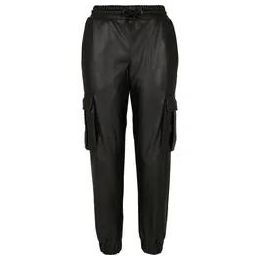 Cargohose Urban Classics "Urban Classics Damen Ladies Faux Leather Cargo Pants", Damen, Gr. XXL, US-Gr&ouml;&szlig;en, schwarz, 100% Viskose, unifarben, normal, Hosen Cargohose
