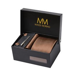 Massi Morino 5-in-1 Krawatten-Set, Krawattenbreite 8 cm Herren Gr&ouml;&szlig;e One Size braun
