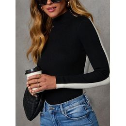 Milan Kiss Longsleeve in Schwarz/ Wei&szlig; - 62% | Gr&ouml;&szlig;e M | Damen-tops