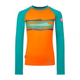 Trollkids Badeshirt "Haukland T" in Orange/ Blau - 24% | Gr&ouml;&szlig;e 128 | Kinder-bademode