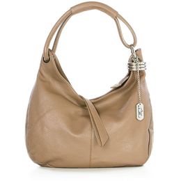 Anna Morellini Leder-Schultertasche in Beige - (B)38 x (H)34 x (T)10 cm - 71% | Damen-taschen
