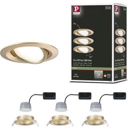 Paulmann LED Einbauleuchte &raquo;LED Einbauleuchte 3-Step-Dim Nova Coin rund 84mm 50&deg; Gold matt&laquo; LED-Modul 3 Stk. Warmwei&szlig; mehrere Helligkeitsstufen gold