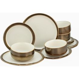 Creatable Teller-Set &raquo;Modern Industrial&laquo; Service, Spezialglasur, gl&auml;nzende Sprenkel, 12 Teile, f&uuml;r 4 Personen gold Steinzeug