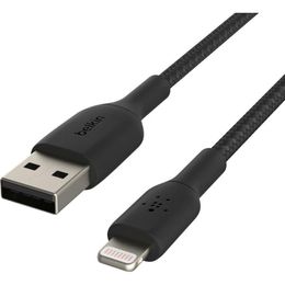 Belkin Smartphone-Kabel &raquo;Lightning Lade/Sync Kabel ummantelt mfi 15cm&laquo; Lightning USB Typ A 15 cm schwarz Passend f&uuml;r iPhone und iPad (MFi zertifiziert)
