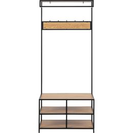 ACTONA GROUP Garderobenst&auml;nder Metallgestell im Industrie-Look, 3 Einlegeb&ouml;den, 5 Haken, Breite 77 cm schwarz