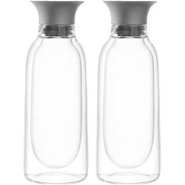Leonardo Menage-Set &raquo;Essig- und &Ouml;lflasche DUO, 2er Set&laquo; aus doppelwandigem Glas mit Silikondeckel schwarz