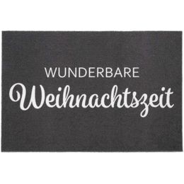 PRIMAflor-Ideen in Textil Fu&szlig;matte &raquo;VELVET - WEIHNACHTSZEIT, Made in Belgium&laquo; rechteckig 5 mm H&ouml;he Schmutzfangmatte, Weihnachten, mit Spruch, waschbar