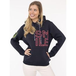 Zwillingsherz Damen Hoodie &raquo;"Alissa 2.0"&laquo;, mit SMILE Stickerei vorne und hinten blau XL
