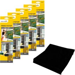 Schellenberg Fliegengitter-Gewebe &raquo;Maxi f&uuml;r gro&szlig;e Fenster&laquo; Packung, 5 Stk. tlg. Insektenschutz und M&uuml;ckenschutz, 150 x 300 cm, anthrazit und wei&szlig; grau