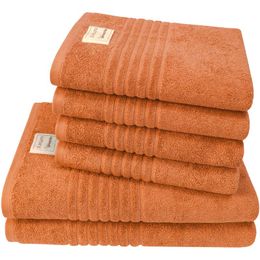 Dyckhoff Handtuch Set &raquo;Nature&laquo; Set 6 Stk. Frottier 6er Set: 4x Handt&uuml;cher, je 50 x 100 cm & 2x Badetuch 70 x 140 cm orange Frottier, Obermaterial: 100% 