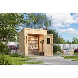 Nordic Holz Gartenhaus &raquo;Felix 1&laquo; kleiner stilvoller Schuppen mit Flachdach beige Massivholz
