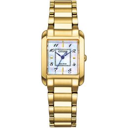 Citizen Damen Solaruhr Armbanduhr, Damenuhr, Edelstahlarmband, Saphirglas gold