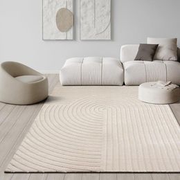 the carpet Teppich &raquo;Knight&laquo; rechteckig 12 mm H&ouml;he moderner Wohnzimmer Teppich elegant gl&auml;nzender Flor beige Polyester