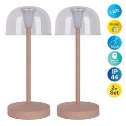 N&auml;ve n&auml;ve LED Tischleuchte &raquo;Gomba 18,5 cm&laquo; LED-Modul 2 Stk. Warmwei&szlig; 2er Set, aufladbar, USB Kabel, Memoryfunktion, stufenlos dimmbar grau