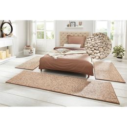 Hanse Home Bettumrandung &raquo;Wolly 2&laquo; H&ouml;he 12 mm 3 Stk. tlg. Bettvorleger, 3-teiliger L&auml;ufer Set, Unifarben, Kurzflor, Bettl&auml;ufer beige Obermaterial: 100