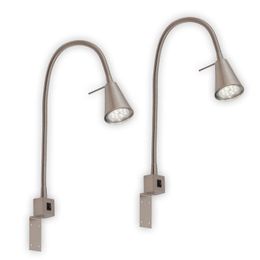 Briloner Leuchten Bettleuchte &raquo;TUSO 2er Set LED Bettleuchte Schlafzimmer Wohnzimmer&laquo; 2er Set LED Bettleuchte Schlafzimmer Wohnzimmer Matt-Nickel silber