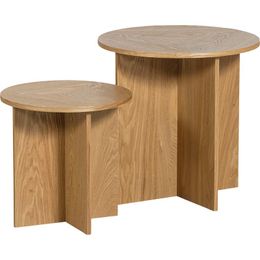 Woood Beistelltisch &raquo;Colle&laquo; Ma&szlig;e Tisch 1: B 45/H 45/T 45 Ma&szlig;e Tisch 2: B 35/H 45/T 35, 2 Stk. tlg. aus gepressten Eukalyptusholzplatten beige