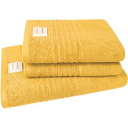 Dyckhoff Handtuch Set &raquo;Nature&laquo; Set 3 Stk. Frottier 3er Set: 2x Handt&uuml;cher, je 50 x 100 cm & 1x Badetuch 70 x 140 cm gelb Frottier, Obermaterial: 100% Baumwolle