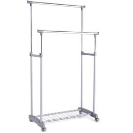 zeller Kleiderst&auml;nder auf Rollen, h&ouml;henverstellbar 93,5-170 cm silber Kunststoff, Metall