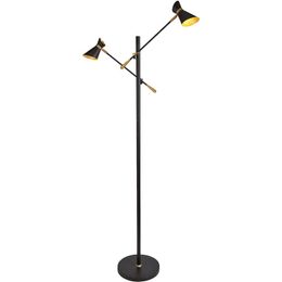 Searchlight Stehlampe &raquo;Diablo 2Lt LED Adjustable Floor Lamp - Black Metal & Gold&laquo; LED-Modul 1 Stk. Warmwei&szlig; schwarz
