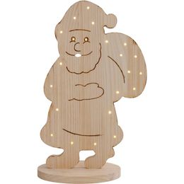 N&auml;ve n&auml;ve LED Dekoobjekt &raquo;Santa klein, Weihnachtsdeko aus Holz&laquo; LED-Board 1 Stk. Warmwei&szlig; Holz-Stehleuchte, H&ouml;he ca. 49 cm, Batteriebetrieben beige