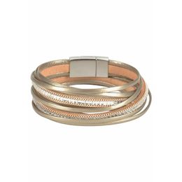 Firetti Damen Wickelarmband &raquo;im Metallic Look&laquo; mit Glasstein gold