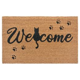Hanse Home Fu&szlig;matte &raquo;Mix Mats Kokos Cat Paws Welcome, T&uuml;rmatte&laquo; rechteckig 15 mm H&ouml;he Kokos, Schmutzfangmatte, Outdoor, Rutschfest, Innen, Kokosmatte,