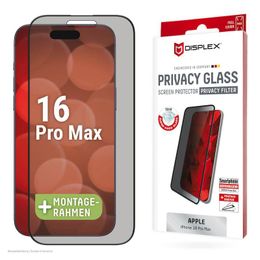 Displex Displayschutzglas &raquo;Privacy Glass Full Cover&laquo; f&uuml;r Apple iPhone 16 Pro Max 1 Stk. tlg. Displayschutzfolie, Schutzfolie, Bildschirmschutz, kratz- & 