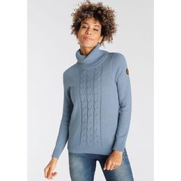 Kangaroos Damen Kangaroos Rollkragenpullover mit tollem Zopf-Strickmuster blau 32/34