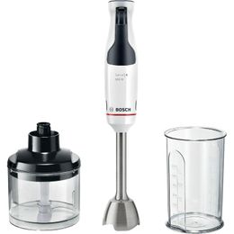 Bosch Stabmixer &raquo;ErgoMaster Serie 4 MSM4W220, 4 Klingen, Zerkleinerer, Becher, wei&szlig;&laquo; 600 W Mixfu&szlig; Edelstahl, gro&szlig;er Bedienhebel, Keramikkupplung, Made