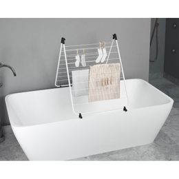 Badewannen-W&auml;schest&auml;nder &raquo;BAGNO&laquo; 10 m Trockenl&auml;nge, zusammenklappbar, Stahl/Kunststoff silber Kunststoff, Stahl