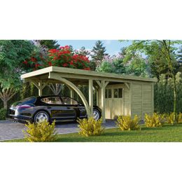 Karibu Einzelcarport &raquo;&raquo;Classic 2 SET&laquo; PVC-Dach Variante B, mit einem Einfahrtsbogen&laquo; Massivholz 250 cm KDI aus Masivholz