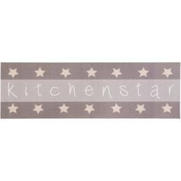 PRIMAflor-Ideen in Textil K&uuml;chenl&auml;ufer &raquo;KITCHEN STAR, Made in Belgium&laquo; rechteckig 5 mm H&ouml;he mit Schriftzug & Motiv Sterne, rutschhemmend, waschbar, 