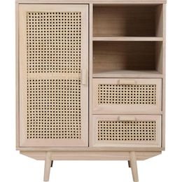 Salesfever Sideboard &raquo;Vejle Moderne Kommode mit Stil&laquo; Kommode mit Rattan- und Wiener Geflecht-Details beige Furnier, Geflecht Rattan, MDF