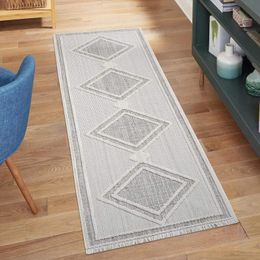 Carpet City Teppich &raquo;LINDO 8853&laquo; rechteckig 11 mm H&ouml;he Kurzflor, Hochtief-Muster/ 3D-Effekt, Fransen, Boho-Stil, Wohnzimmer gr&uuml;n Obermaterial: 100% Polyester