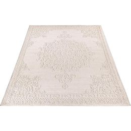 Paco Home Teppich &raquo;Rimini 412&laquo; rechteckig 4 mm H&ouml;he Flachgewebe, Uni Farben, Hoch-Tief Effekt, In- und Outdoor geeignet beige Polypropylen (PP)