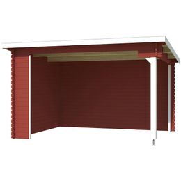 Lasita Maja Gartenhaus &raquo;Unterstand/Lounge Buffalo 380&laquo; Unterstand / Lounge 28mm, Fundamentmass 3800x2750, Schwedenrot rot Holzwerkstoff