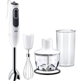 Braun Stabmixer &raquo;MQ 3135 WH Sauce MultiQuick 3&laquo; 750 W mit Schneebesen, 500 ml Zerkleinerer und 600 ml Mixbecher grau Stabmixer