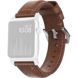 Nomad Smartwatch-Armband &raquo;Strap Trad. Lthr. Brown Connect. 42/44/45/49mm&laquo; braun Leder Kompatibel mit allen Apple-Watch-Modellen in den Gr&ouml;&szlig;en 42mm, 44mm, 
