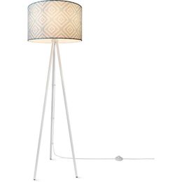 Paco Home Stehlampe &raquo;Trina Stella&laquo; E27 Dreibein Modern Stofflampenschirm Vintage Design Textil Wohnzimmer wei&szlig;