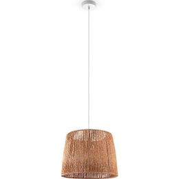 Paco Home Pendelleuchte &raquo;Hugo Amadeo&laquo; E27 Wohnzimmer Esszimmer Rattan Optik Boho Lampenschirm Papier beige
