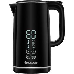 Hanseatic Wasserkocher &raquo;HWK172200DBD, mit Temperaturvorwahl&laquo; 1,7 l 2200 W Warmhaltefunktion, extra gro&szlig;es Display schwarz Wasserkocher