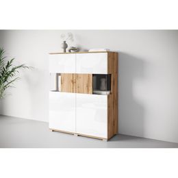 OTTO home Highboard &raquo;Kenia&laquo; 1 Stk. tlg. Modernes Highboard mit Glast&uuml;ren, Breite 100 cm wei&szlig; FSC -zertifizierter Holzwerkstoff, Glas, Hartfaserplatte,