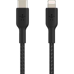Belkin Smartphone-Kabel &raquo;Lightning/USB-C Kabel ummantelt mfi 1m&laquo; Lightning USB-C 100 cm schwarz Passend f&uuml;r iPhone und iPad (MFi zertifiziert)