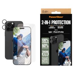 PanzerGlass Displayschutzglas &raquo;2-in-1 Protection, Glass, Lens Protector&laquo; f&uuml;r Apple iPhone 16 Pro Max Displayschutzfolie, Schutzfolie, Bildschirmschutz