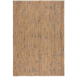 FLAIR RUGS Teppich &raquo;Jute Boucle&laquo; rechteckig 7 mm H&ouml;he aus 100% Jute, mit Fransen, aus Naturfasern blau Jute