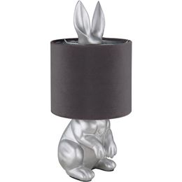 Globo LIGHTING Tischleuchte &raquo;RABBIT&laquo; E27 1 Stk. Tischlampe, Hasen Motiv, Tiermotiv, Dekolampe, Dekoleuchte silber