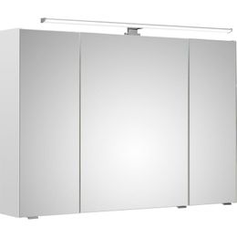 Spiegelschrank &raquo;Quickset Badschrank, 3 Spiegelt&uuml;ren, 6 Einlegeb&ouml;den, 105 cm breit&laquo; inkl. LED-Beleuchtung, T&uuml;rd&auml;mpfer, Schalter-/Steckdosenkombination 